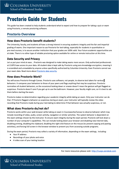 Proctorio Guide for Students – CUSPS Helpdesk Proctorio Guide for Students – CUSPS Helpdesk